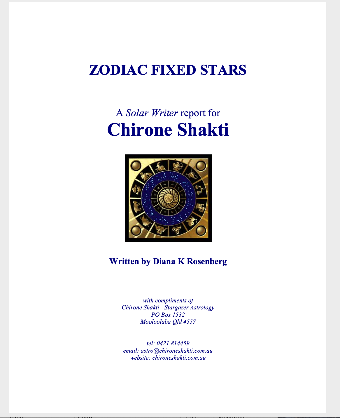Zodiac Fixed Stars - Chirone Shakti